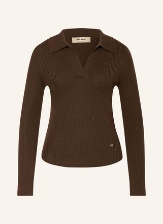 Mos Mosh Mos Mosh Strick-Poloshirt Mmronika Mit Schmucksteinen braun
