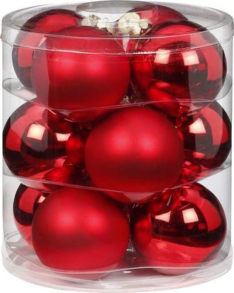 Inges Christmas Decor MAGIC Weihnachtskugeln Glas 8cm 12 STK. Christbaumkugeln Farbe: Rot Glanz/matt