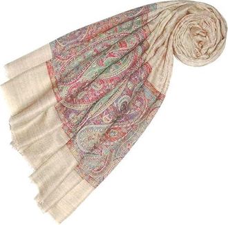 Lorenzo Cana Lorenzo Cana - 78368 Écharpe en cachemire pour femme - 100 % cachemire - Tissu jacquard tissé - 70 x 200 cm - Beige, Tons naturels crème, 70 x 200 cm