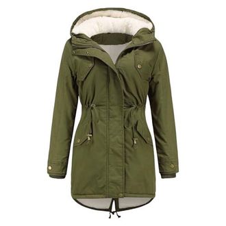 Generic Parka dhiver &eacute;paisse &agrave; capuche doubl&eacute;e Sherpa pour femme, Vert, 4XL