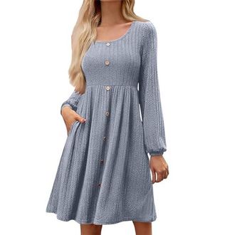 Generic Robe en tricot &agrave; manches longues pour femme - Longueur genou - Robe dautomne tendance - Robe &agrave; paillettes - Rouge, gris, XXL