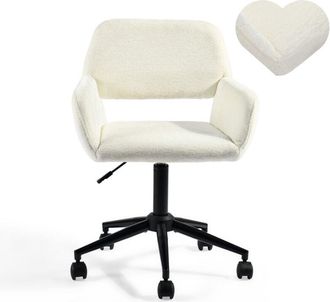 Urban Meuble Urban Meuble - Chaise de bureau en tissu éponge beige, réglable en hauteur, rotation à 360°