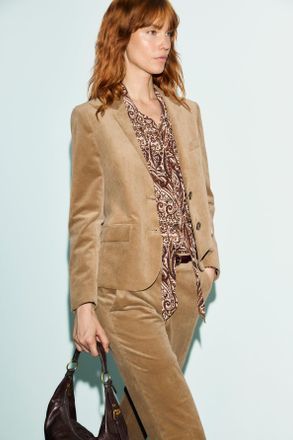Gerard Darel Veste en velours c&ocirc;tel&eacute; - JELANI - Paille