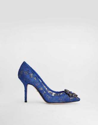 Dolce & Gabbana Lace Rainbow Pumps With Brooch Detailing - Frau Pumps Und Slingbacks Blau Spitze 39.5