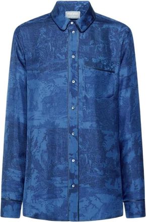 Pierre-Louis Mascia Femme, Blouses et Chemises, Bleu, Taille: 38 FR Aloegum Chemise &agrave; Manches Longues