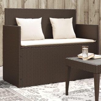 vidaXL Gartenbank mit Kissen Braun Poly Rattan - Vidaxl