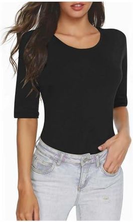 Generic T-shirts &agrave; manches mi-longues pour femmes - L&eacute;ger - D&eacute;contract&eacute; - Coupe ajust&eacute;e - Tee-shirts pour adolescentes et filles - Hauts dentra&icirc;nement solides