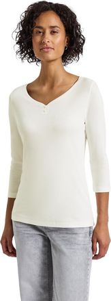 Street One Damen 3227964 Basic Shirt mit Knopfdetail, Off White, 36