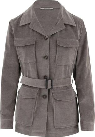 Tagliatore Veste en Coton et Cachemire avec Ceinture - Femme - Vestes - Gris - Taille: 34 FR