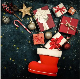 Wallario Sticker/Aufkleber f&uuml;r K&uuml;hlschrank/Geschirrsp&uuml;ler/K&uuml;chenschr&auml;nke, Selbstklebende Folie - 60 x 60 cm, Motiv: Gef&uuml;llter Nikolausstiefel