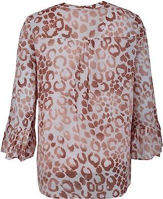 Marc Aurel Chemisier &agrave; manches longues, col calice, motif l&eacute;opard, rose, rose et violet, 38