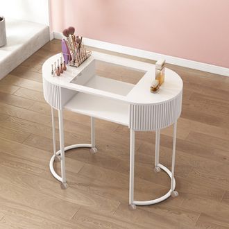 Generic Manicure Table Station Modern Nail Tech with Drawers and Shelves Professional Wooden Nail Desk for Beauty Salon Spa Locking Castors and Glass Top for 