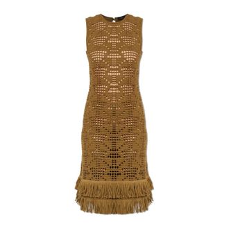 Etro Geh&auml;keltes Baumwollkleid in Kniel&auml;nge mit Fransen - - Dresses - Damen - Gr&uuml;n - 2XS