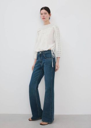 Mango Blouse broderies ajour&eacute;es blanc cass&eacute; - Femme - S - MANGO