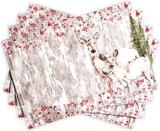 Maison d'Hermine Maison dHermine Platzsets 4er-Set 100% Baumwolle waschbare Tischsets Wiederverwendbare Tischsets f&uuml;r Weihnachtsdekorationenn K&uuml;che Esszimmer Hochzeit 