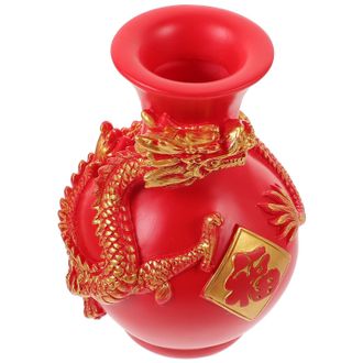 Angoily Rote Dragon Vase aus Langlebigem Resin Dekorative Kunstharz Blumenvase mit Drachenmotiv Stilvolle Tischdekoration f&uuml;r Wohnzimmer Schrank B&uuml;ro und Wohn