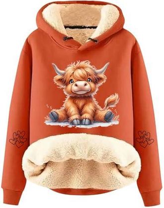 Generic Sweat &agrave; capuche color&eacute; doubl&eacute; de laine pour femme tendance avec capuche cool sweatshirts &agrave; capuche confortables couleur unie doublure polaire &eacute;paisse 