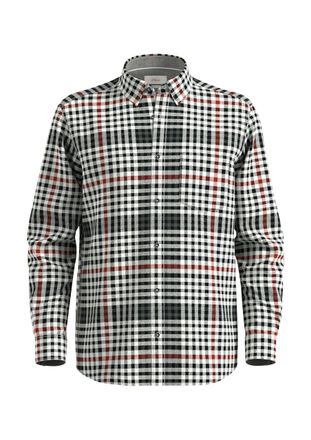 s.Oliver Herren Karo Hemd, Regular fit White, XXL