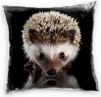 Paul Sinus Art Tiere, Kleiner Igel, Portrait, braun, schwarz Deko Kissen 40x40cm f&uuml;r Couch Sofa Lounge Zierkissen - Dekoration zum Wohlf&uuml;hlen