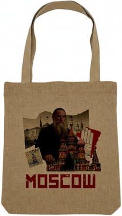 Fabulous Sac Shopping Tote Bag Aspect Lin - Moscow Vintage Moscou Russie Voyage - Sac de Courses Toile Epaisse 360g Beige Naturel Cabas Port&eacute; Epaule Solide Imp