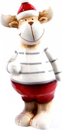 dio Only for You Elch rot wei&szlig; mit Weihnachtsm&uuml;tze | Figur Dekofigur Zierfigur Keramikfigur | 20 cm