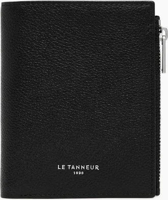 Le Tanneur Petit portefeuille vertical zipp&eacute; Lucien en cuir grain&eacute;