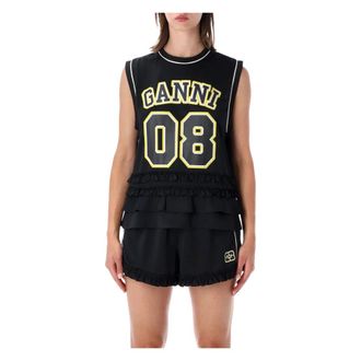 Ganni R&uuml;schen-Tanktop - - Tops - Damen - Schwarzk - M
