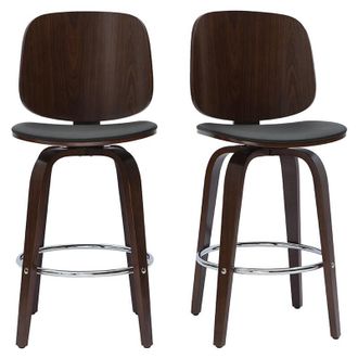 Miliboo Miliboo - Tabourets de bar design pivotants noirs et noyer H66 cm (lot de 2) beck