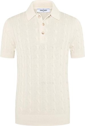 Gran Sasso Softes Strick-Poloshirt mit Zopfstrickmuster in