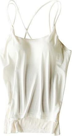 Generic Camisole avec Soutien-Gorge intégré en Coton pour Femme - Caraco réglable avec Soutien-Gorge à Armatures, Z02 Blanc, L