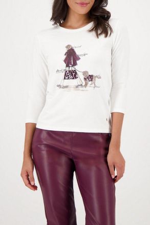 Monari 3/4-Arm-Shirt Shirt Frau + Hund Regular fit mit Rundhalsausschnitt