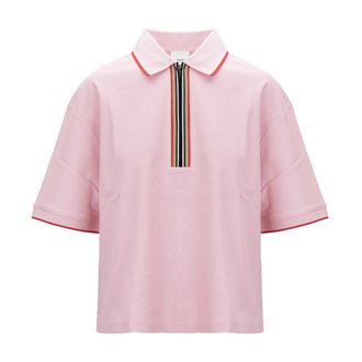 Burberry Gek&uuml;rztes Rei&szlig;verschluss-Poloshirt - - Tops - Damen - Rosa - XL