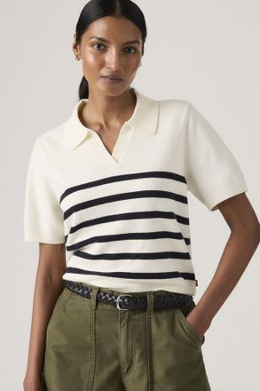 Levi's Super Soft Polo Sweater - Femme - Blanc / Isabella Stripes Tofu + Anthracite - XS