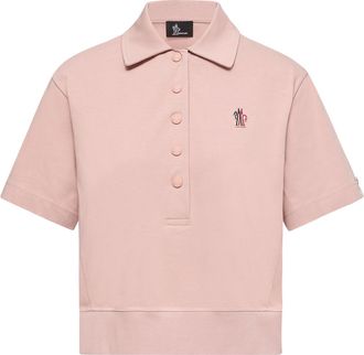 Moncler Moncler Polo En Coton &Agrave; Empi&egrave;cement Logo, Femme, Rose, Taille: L