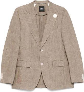 HUGO BOSS Homme, Vestes, Beige, Taille: 3XL Blazer Slim-Fit en m&eacute;lange de lin