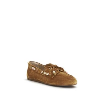 Stuart Weitzman Womens Brown Calf Leather Bos Taurus Slip-On Loafers