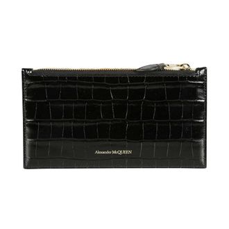 Alexander McQueen Schwarze Leder Damen Geldb&ouml;rse Rei&szlig;verschluss - - Accessories - Damen - Schwarzk - ONE SIZE