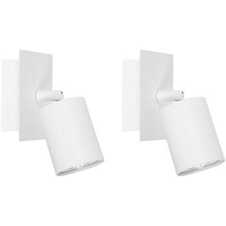 Beliani 2 Appliques Murales en M&eacute;tal Blanc Mat avec Point Lumineux Ajustable GU10 40W pour &Eacute;clairage de Salon Couloir Chambre ou Salle de Bain Moderne Beliani