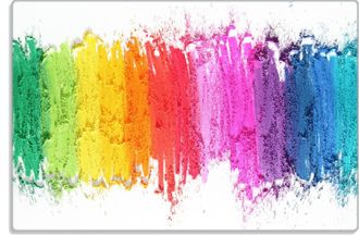 Wallario Frühstücksbrettchen aus Glas, Glasunterlage, Glasbrettchen Regenbogenstreifen auf weißem Hintergrund - Bunter Anstrich, Größe 20 x 30 cm, Sicherheitsg