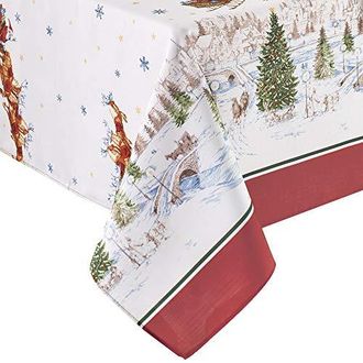 Elrene Home Fashions Nappe rectangulaire Infroissable Motif Père Noël et traîneau enneigé 152,4 x 366,8 cm