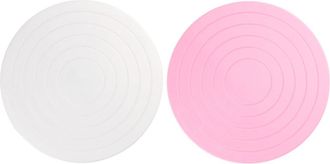 Cabilock 2 Stück Mini Drehbarer Kuchen Drehteller aus Kunststoff Teiliges in Rosa und Weiß Rutschfester Stand für DIY Torten und Dessertdekoration in Heimküche