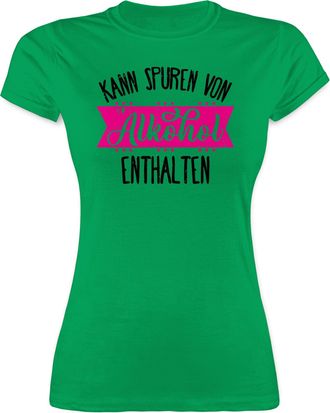 Shirtracer Shirt Damen - Party & - Kann Spuren von Alkohol enthalten - Vintage - XXL - Gr&uuml;n - Trinker Shirts Partyshirt Sauf t-Shirts Mallorca Tshirt lustiges tr