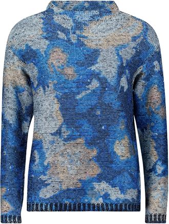 Betty Barclay Damen Grobstrick-Pullover mit Print 46, Blue/Camel