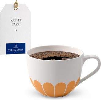 Villeroy & Boch Fleur soleil Kaffeetasse gelb, Spülmaschinenfest, Mikrowellensicher, Tasse für Kaffee oder Tee, Kaffeebecher, Becher Blumenmuster Orange, Capuccino Ta