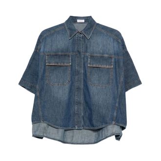 Brunello Cucinelli Femme, Blouses et Chemises, Bleu, Taille: 38 FR Chemises en jean