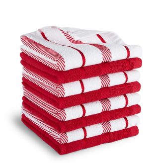 KitchenAid Albany Geschirrtuch-Set, 8 St&uuml;ck, Passion Red/Wei&szlig;, 30,5 x 30,5 cm