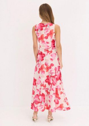 Bonprix Maxikleid ausgestellte Passform, gl&auml;nzender Satin mit floralem Print, &auml;rmellos