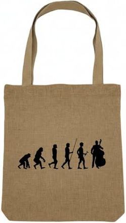 Fabulous Sac Shopping Tote Bag Aspect Lin - Evolution Contrebasse Classique Orchestre Instrument Musicien - Sac de Courses Toile Epaisse 360g Beige Naturel Cab