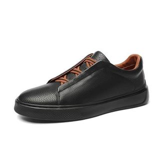 Generic Baskets habill&eacute;es en cuir v&eacute;ritable pour homme - Style r&eacute;tro &eacute;l&eacute;gant - Chaussures d&eacute;contract&eacute;es pour homme, Noir, 42 2/3 EU