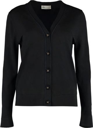Tory Burch Femme, Pulls, Noir, Taille: 36 FR Cardigan Boutonn&eacute; &agrave; Col en V